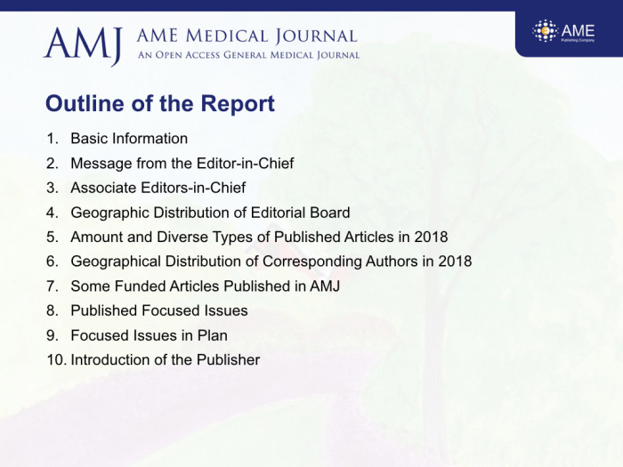 2018 Annual Report of AMJ - AME Medical Journal